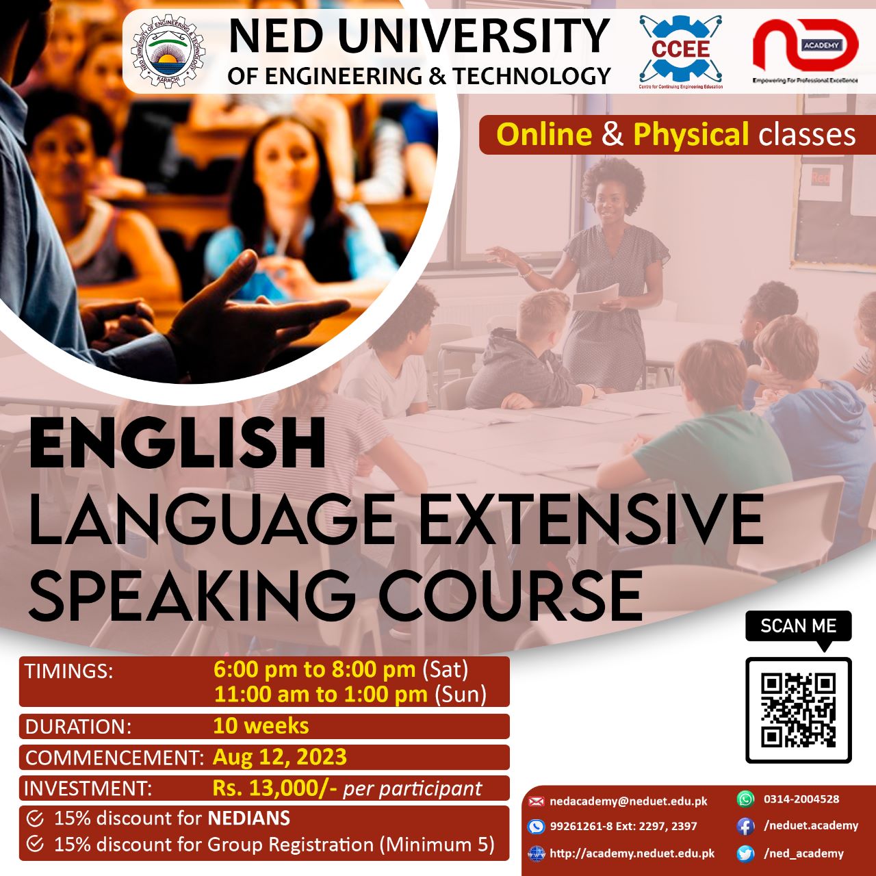 English Language Extensive Speaking Course | NED Academy - CCEE | CMPP