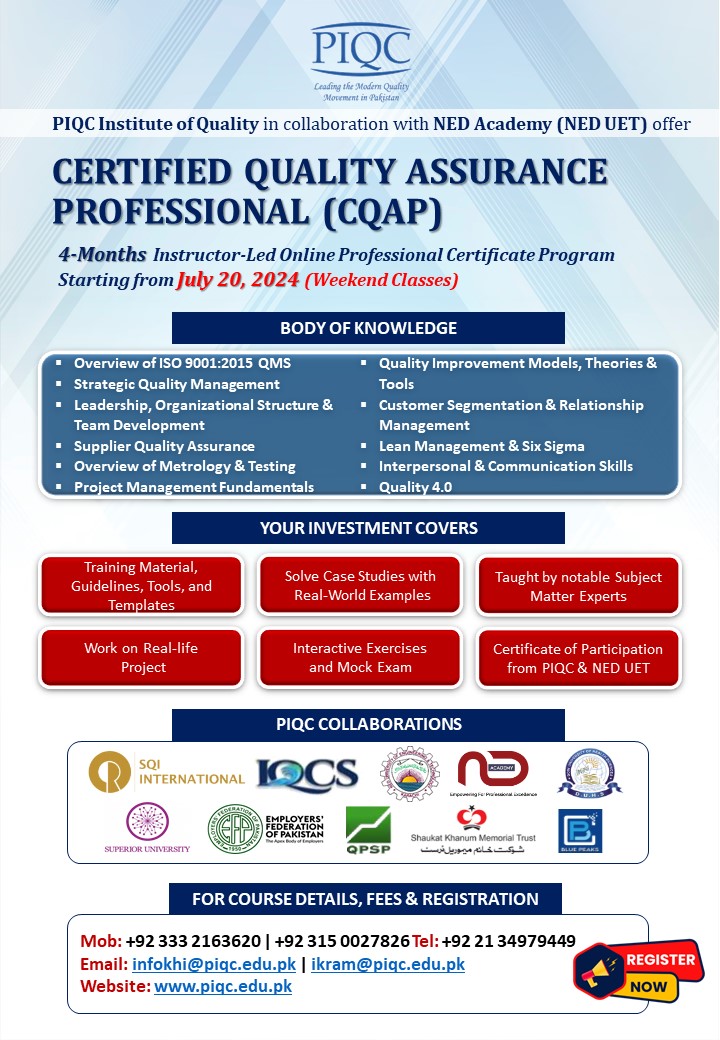 Certified Quality Assurance Professional | NED Academy - CCEE | CMPP